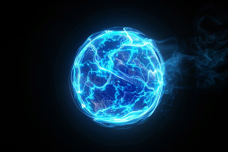 3D Rendering of a Blue Electric Sphere Plasma Ball Stock Illustration ...