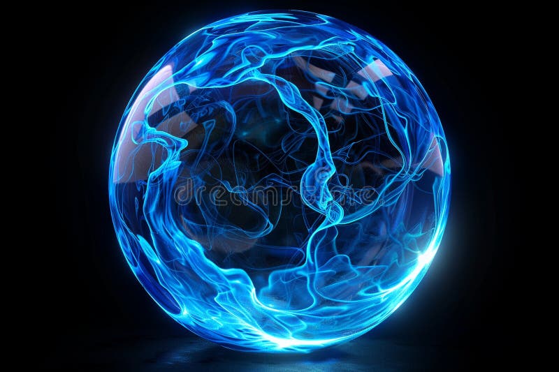 3D Rendering of a Blue Electric Sphere Plasma Ball Stock Illustration ...