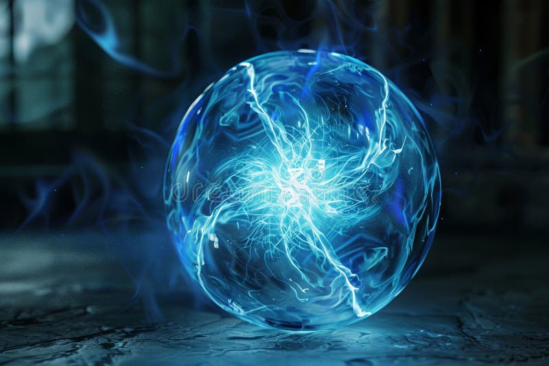 3D Rendering of a Blue Electric Sphere Plasma Ball Stock Illustration ...