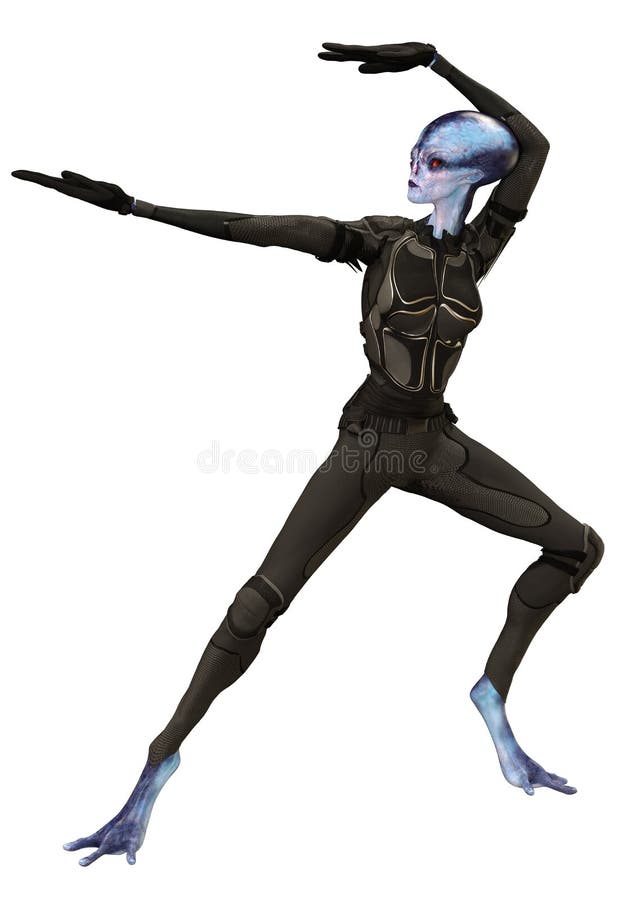 3D Rendering Blue Female Alien on White Stock Illustration ...