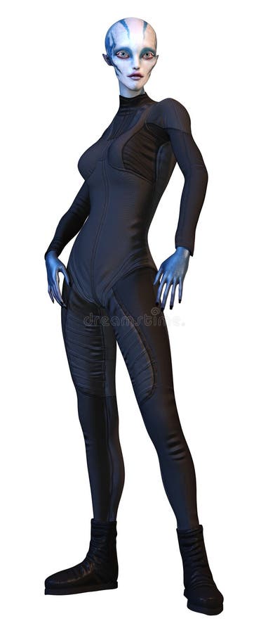 3D Rendering Blue Female Alien on White Stock Illustration ...