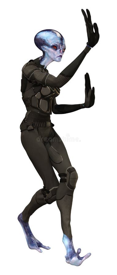 3D Rendering Blue Female Alien on White Stock Illustration ...