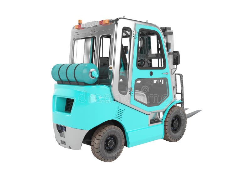 3d Rendering of Blue Forklift with Cab Rear View on White Background No ...