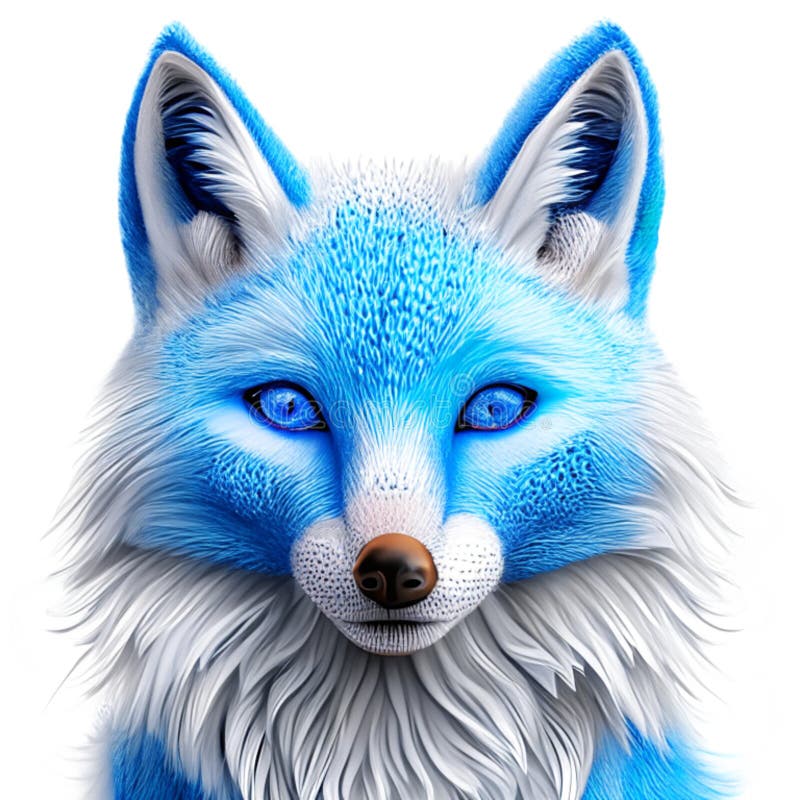 3D Rendering of a Blue Fox with Blue Eyes Isolated on White Background ...