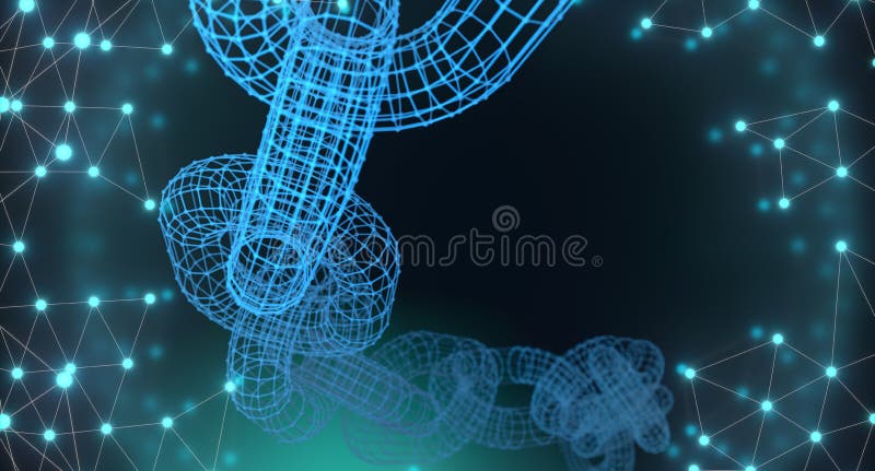 Blue Glowing Chains on Dark Background Stock Illustration ...