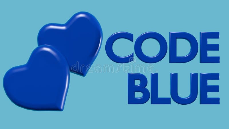 A 3D Rendering of a Blue Heart with the Text "CODE BLUE". Stock ...