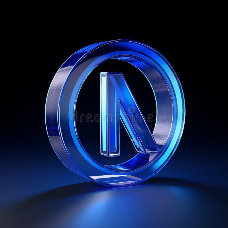 3d Rendering of a Blue Letter N on a Black Background Stock ...