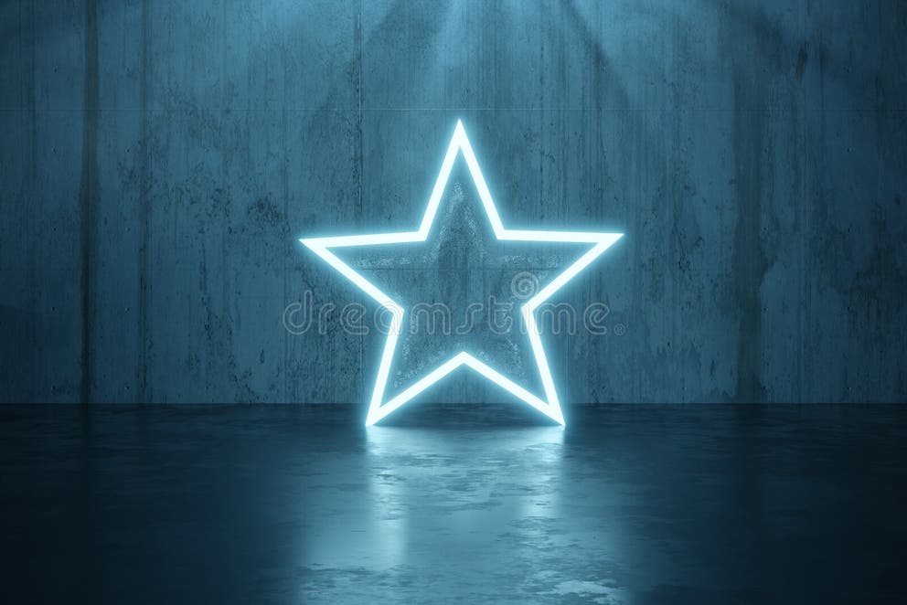 3d Rendering of Blue Lighten Star Shape with Light Beam in Front of ...