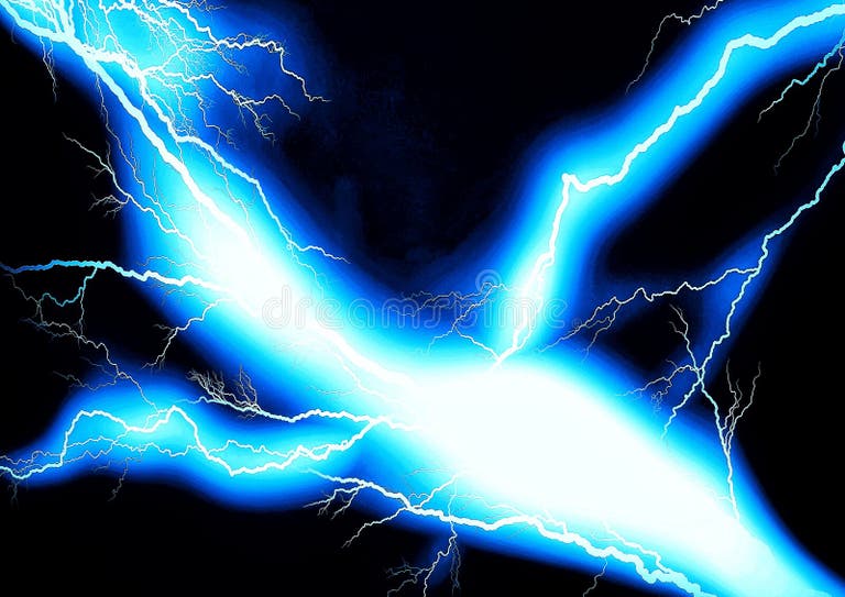 3d Rendering of a Blue Lightning Strike on a Black Background Stock ...