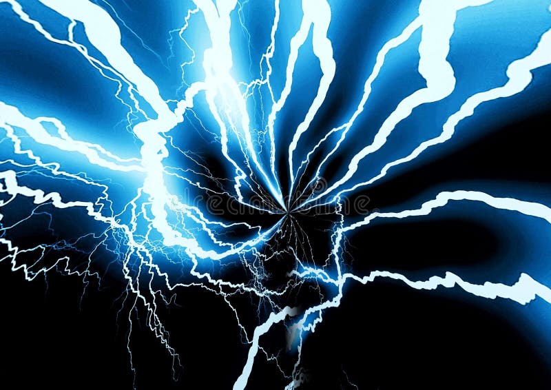 3d Rendering of a Blue Lightning Strike on a Black Background Stock ...