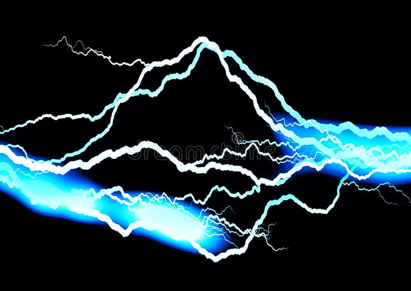3d Rendering of a Blue Lightning Strike on a Black Background Stock ...