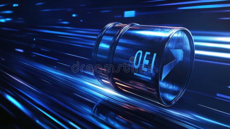 3D Rendering of a Blue Metal Oil Barrel in Futuristic Theme Stock ...