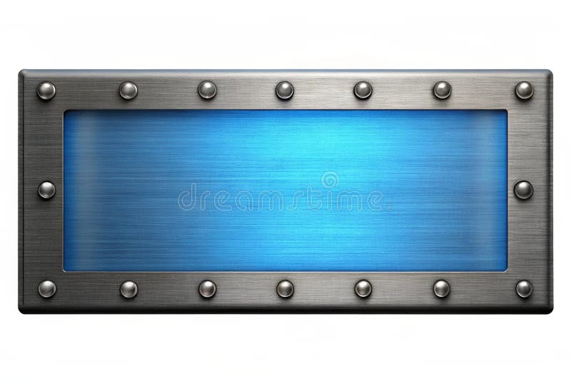 Blue Metal Strip with Rivets on Black Background Stock Illustration ...