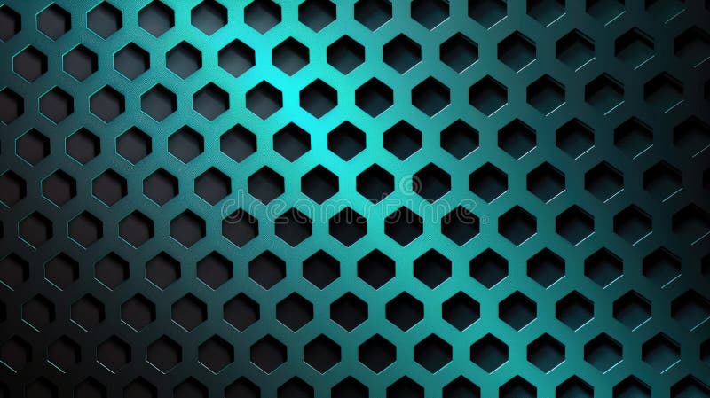 3D Rendering of a Blue Metallic Surface with Hexagonal Holes AIG51A ...
