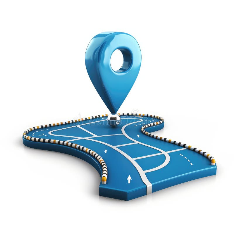 3D Blue Map Pointer Location Navigation Stock Illustration ...