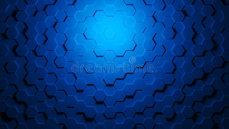 3D Rendering of Blue Octagons Background with Light Spot in Center ...