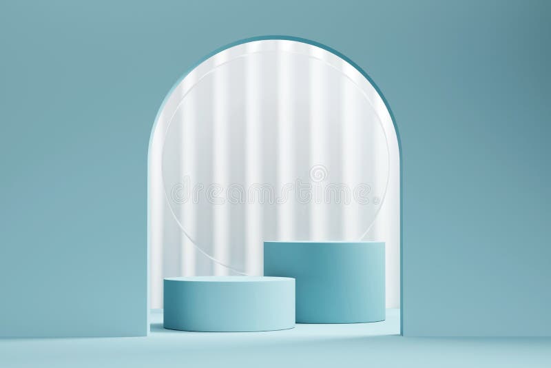 3D Rendering Blue Platform Podium for Product Presentation Background ...