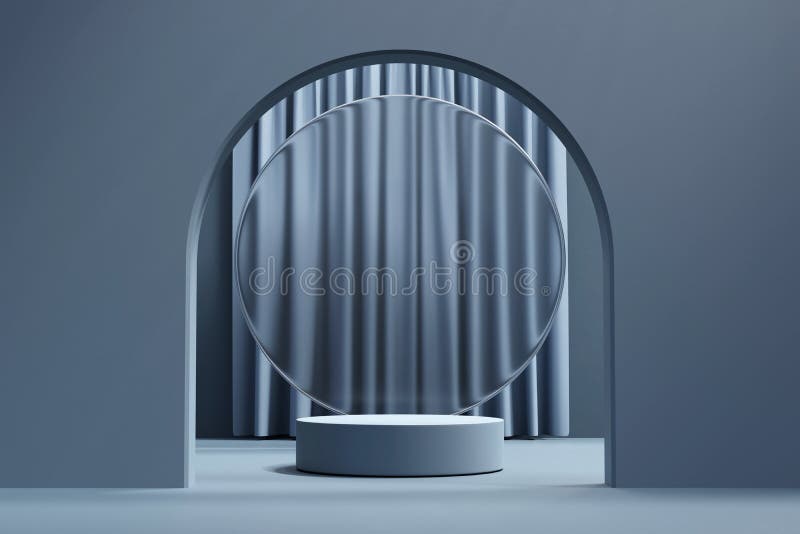 3D Rendering Blue Platform Podium for Product Presentation Background ...
