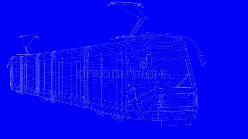 3d Rendering of a Blue Print Train in White Lines on a Blue Back Stock ...