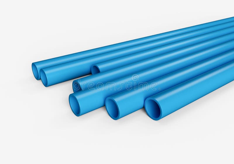 3D Rendering of Blue PVC Pipe Connection Pipes for Drinking Water Stock ...