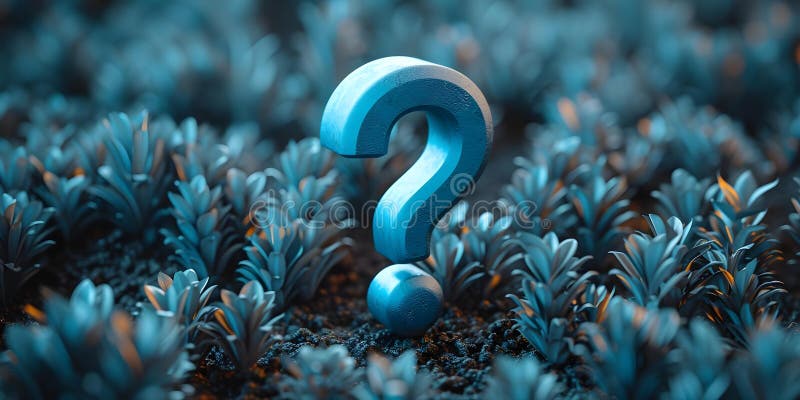 D Rendering of a Blue Question Mark Symbol in a Business Support ...