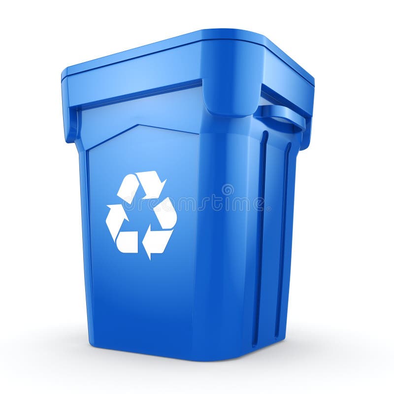 3D Rendering Blue Recycling Bin Stock Illustration - Illustration of ...