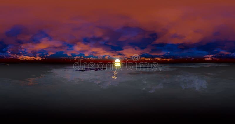 3D Rendering. Blue Sky with Clouds at Sunset or Sunrise. Environment ...