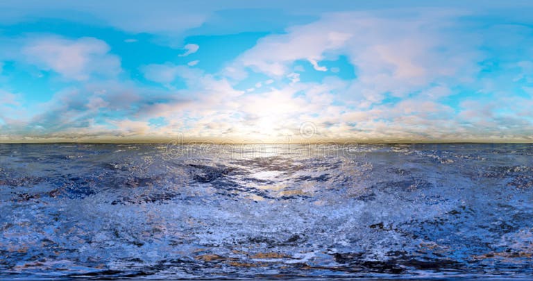 3D Rendering. Blue Sky with Clouds at Sunset or Sunrise. Environment ...