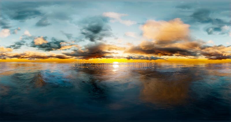 3D Rendering. Blue Sky with Clouds at Sunset or Sunrise. Environment ...