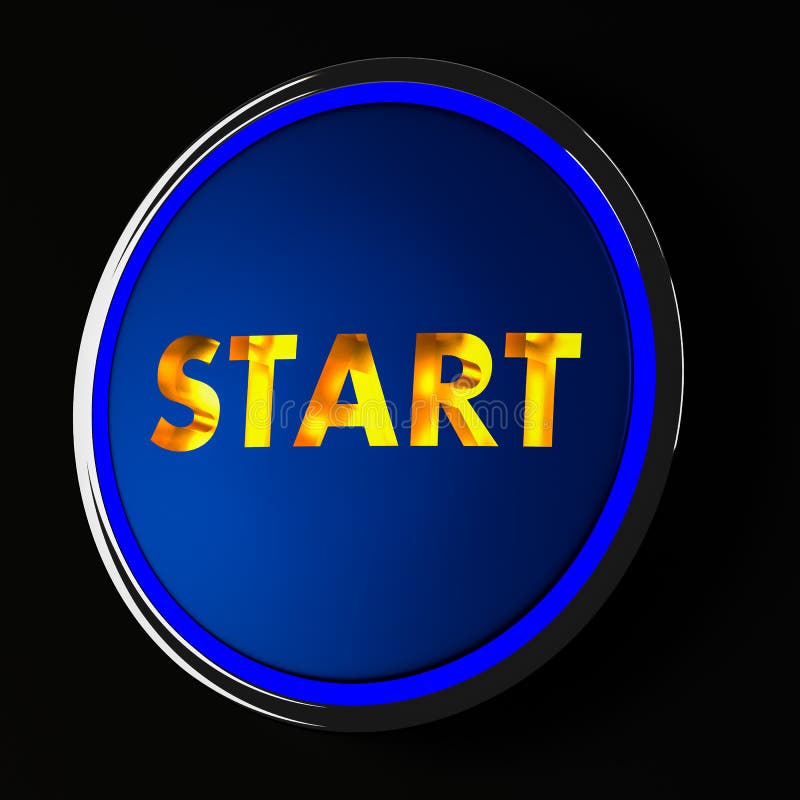 3d Rendering of Blue Start Button Stock Illustration - Illustration of ...