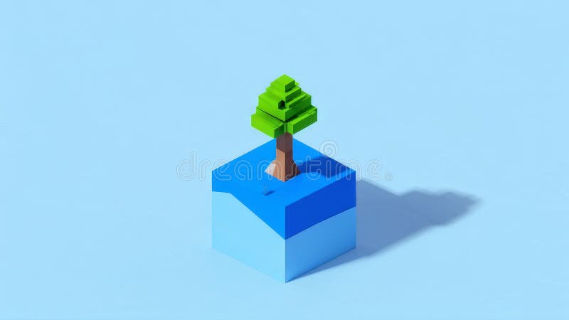 3d Rendering of a Blue Symbol Tree with an Empty Space on Background ...