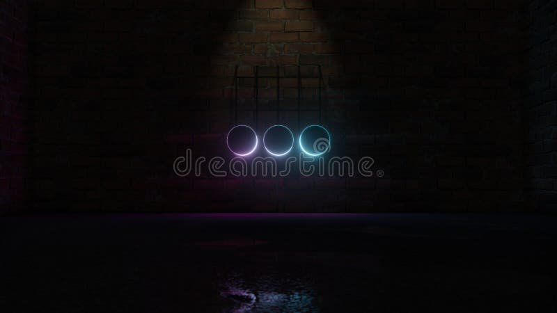 3D Rendering of Blue Violet Neon Symbol of Ellipsis Horizontal Icon on ...