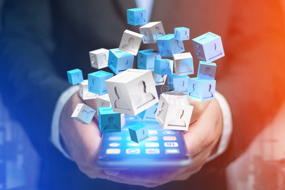 3d Rendering Blue and White Cube on a Futuristic Interface Stock Photo ...