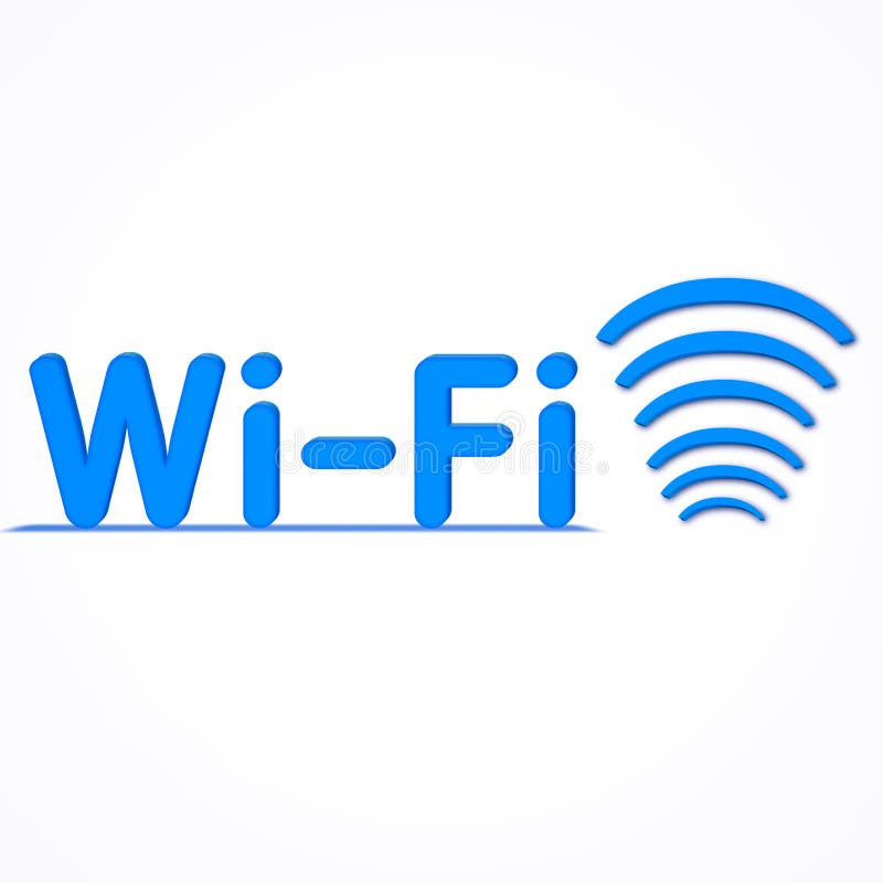 3d Rendering Blue WiFi Text with Internet Symbol Stock Illustration ...