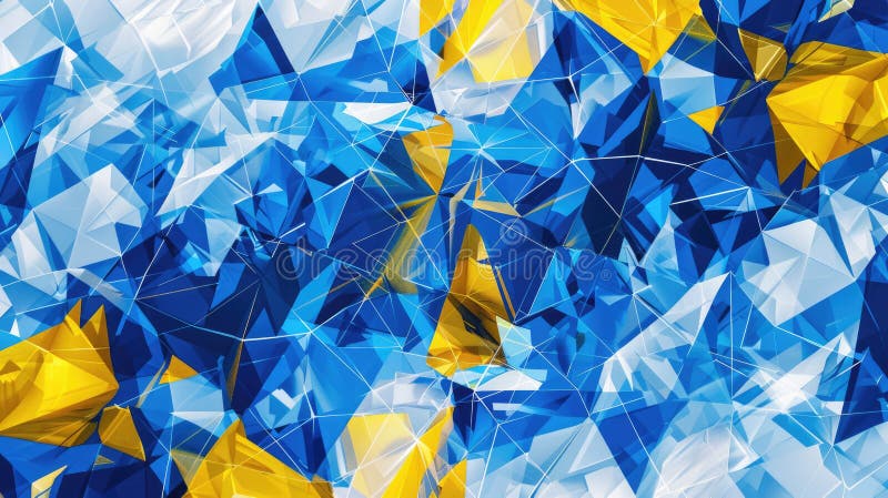 A 3D Rendering of Blue and Yellow Geometric Shapes. AIG51A Stock ...