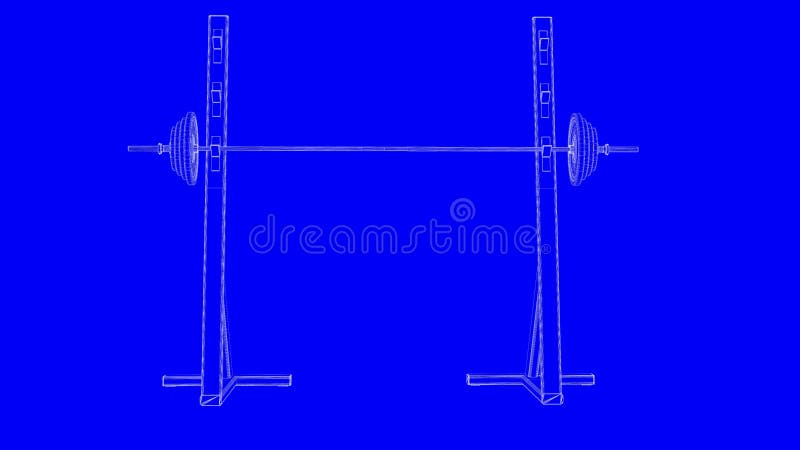 3d Rendering of a Blueprint Gym Equipments in White Lines on a B Stock ...