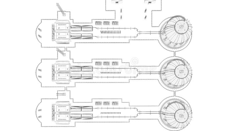 3d Rendering of a Blueprint Industrial City with Detailed Object Stock ...