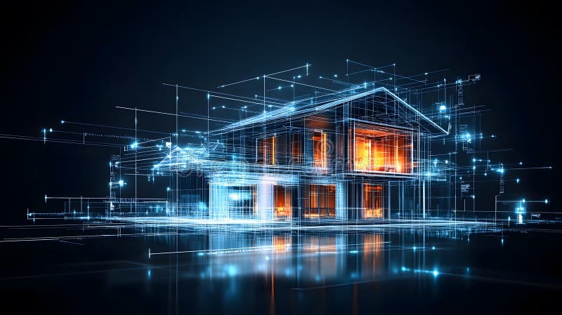 3D Rendering of Blueprint Transitioning into Realistic House Design ...