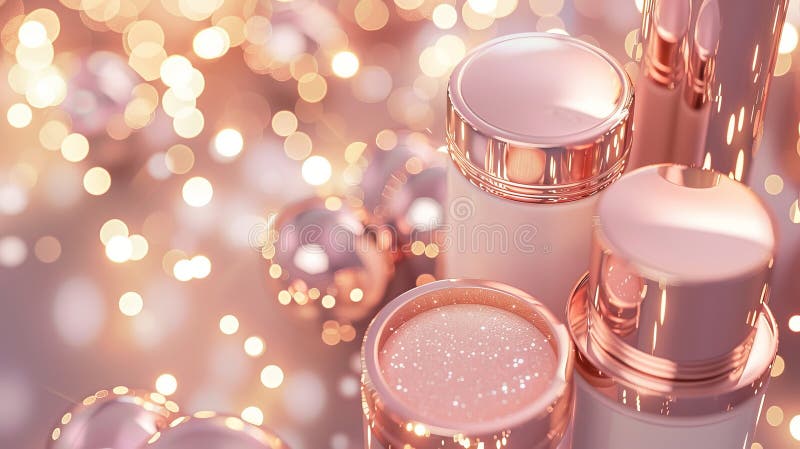 3D Rendering of Bokeh Background for Cosmetic Product Display. Top View ...