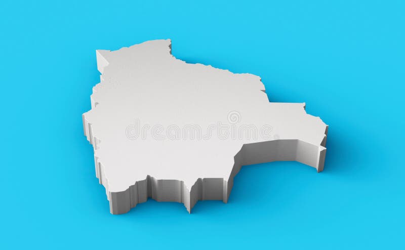 3d Rendering of Bolivia Map Isolated on Blue Background Stock ...
