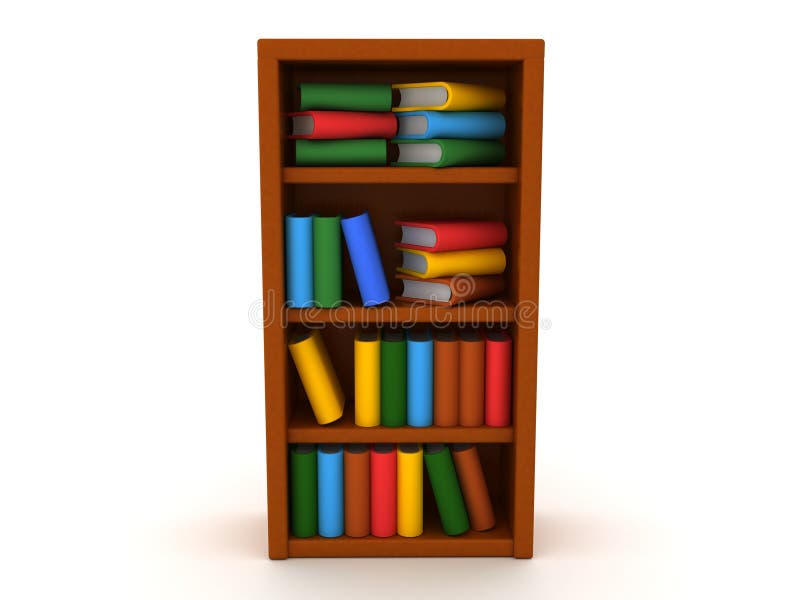 3D Rendering of Bookshelf with Colorful Books Stock Illustration ...