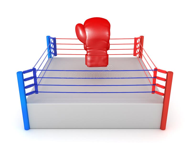 3D Rendering of a Boxing Glove Above a Ring Stock Illustration ...