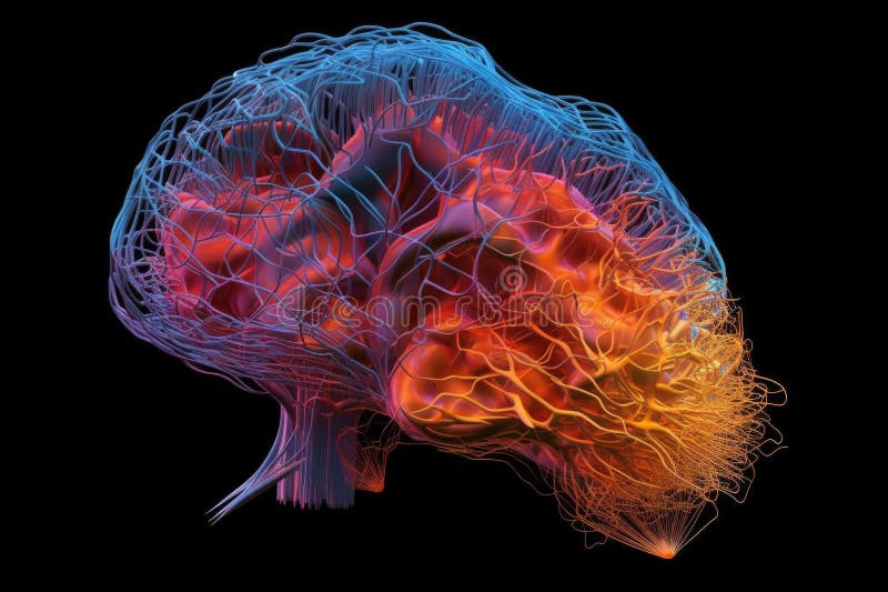 3d Rendering of a Brain with Digital Data Overlay Stock Illustration ...