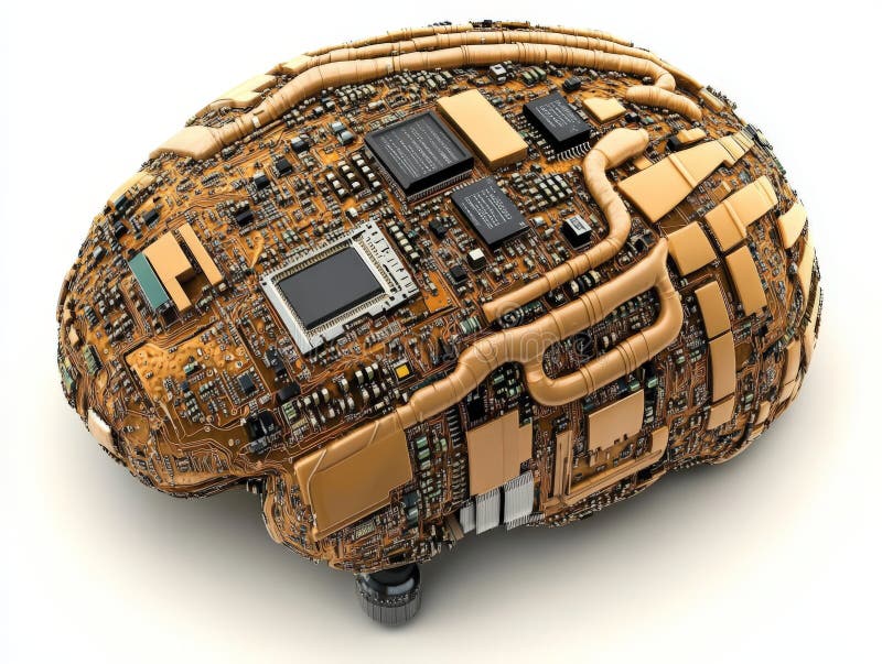 3D Rendering of a Brain Shaped Object Constructed from Golden ...