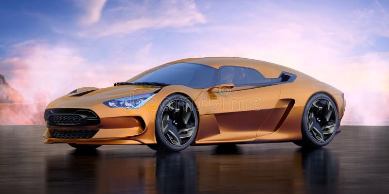 3D Rendering of a Brand-less Generic Car Stock Illustration ...