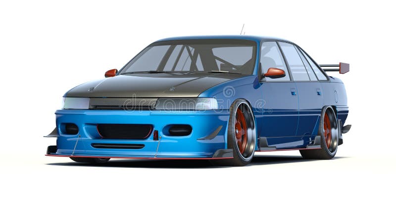 3D Rendering of a Brand-less Generic Car Stock Illustration ...