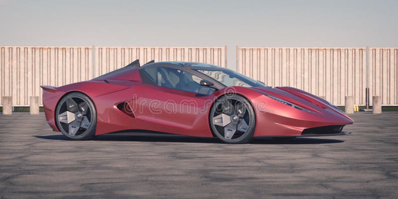 3D Rendering of a Brand-less Generic Car Stock Illustration ...