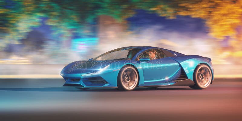 3D Rendering of a Brand-less Generic Car Stock Illustration ...