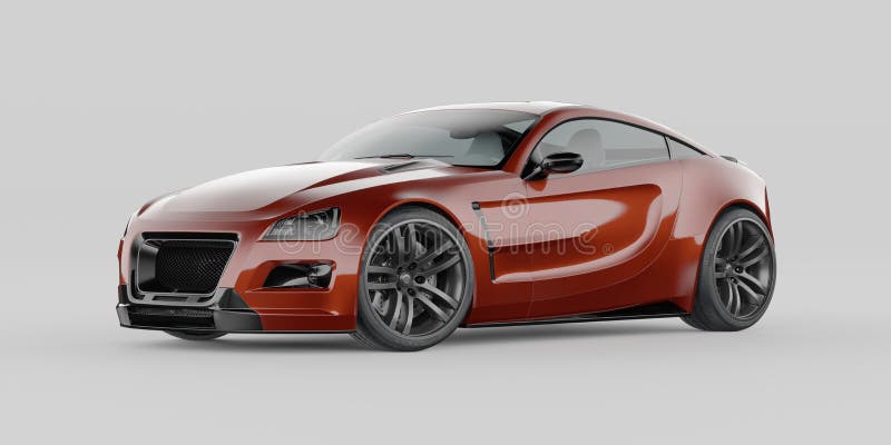 3D Rendering of a Brand-less Generic Car Stock Illustration ...