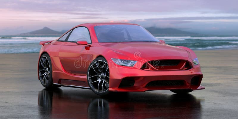 3D Rendering of a Brand-less Generic Car Stock Illustration ...